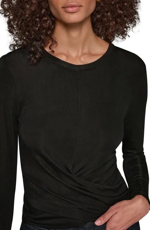 Donna Karan New York Drape Front Knit Top - Black
