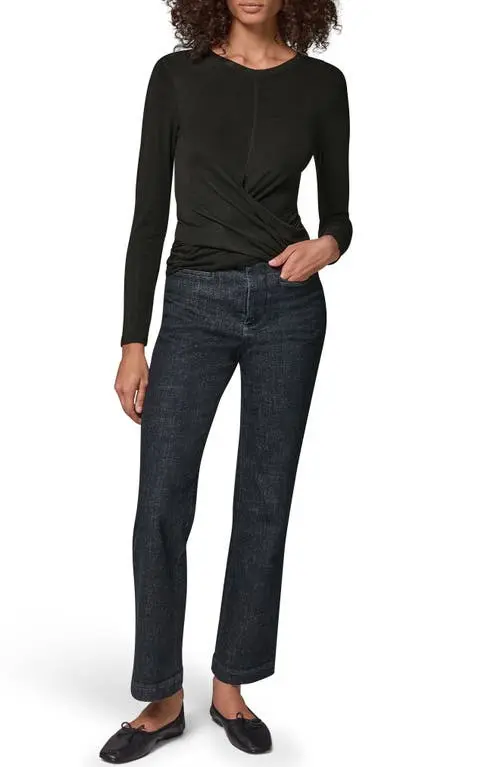Donna Karan New York Drape Front Knit Top - Black