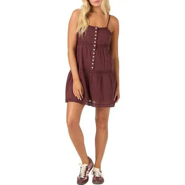 O'Neill Allister Lace Trim Minidress - Chocolate
