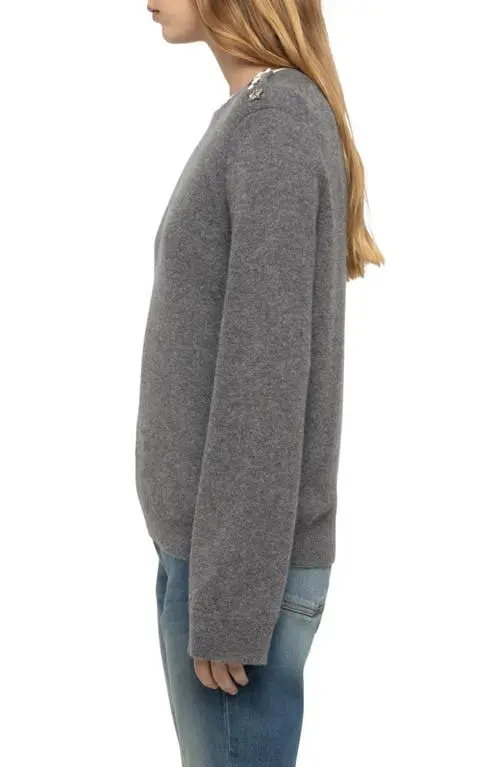 Zadig&Voltaire Cara Star Detail Cashmere Sweater - Medium Grey