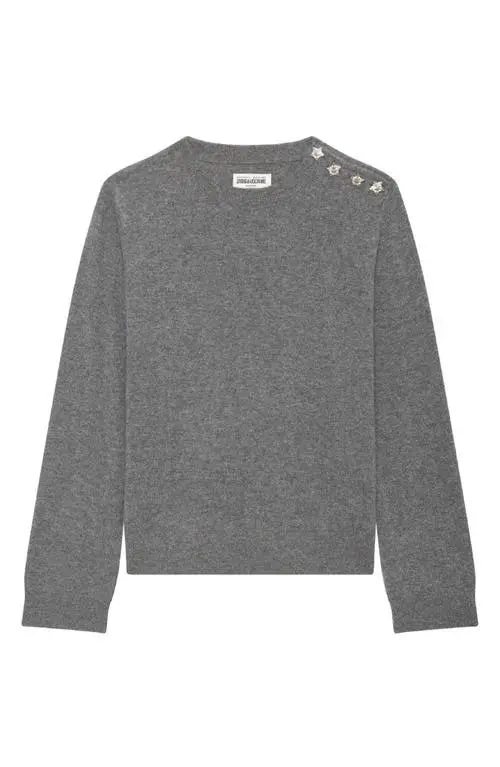 Zadig&Voltaire Cara Star Detail Cashmere Sweater - Medium Grey