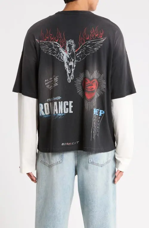 REPRESENT Heavier Than The Heavens Graphic Long Sleeve T-shirt - Washed Black