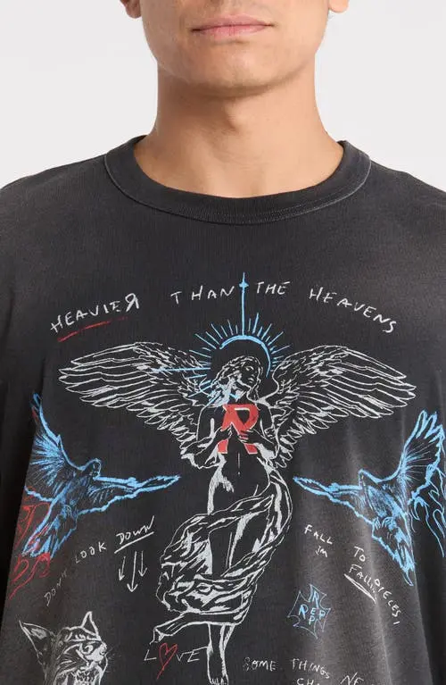 REPRESENT Heavier Than The Heavens Graphic Long Sleeve T-shirt - Washed Black