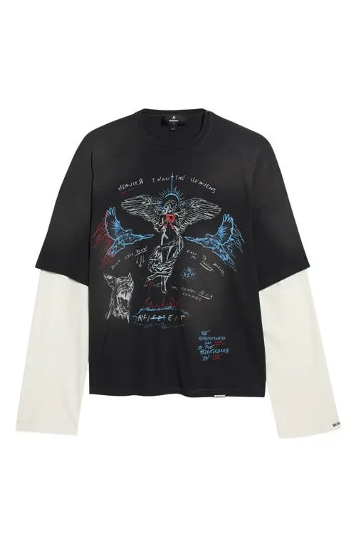 REPRESENT Heavier Than The Heavens Graphic Long Sleeve T-shirt - Washed Black
