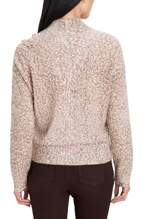 NIC+ZOE Cheetah Print Mock Neck Sweater - Neutral Multi