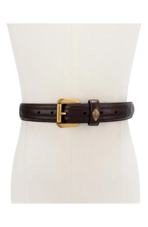 Kurt Geiger Kensington Quilted Leather Belt - Dark Chocolate