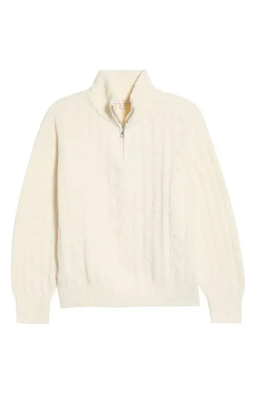 WAYF West Half Zip Cable Knit Sweater - Ivory