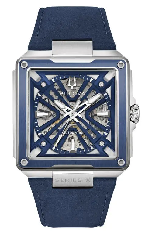 Bulova Marc Anthony Series X Automatic Leather Watch - Blue