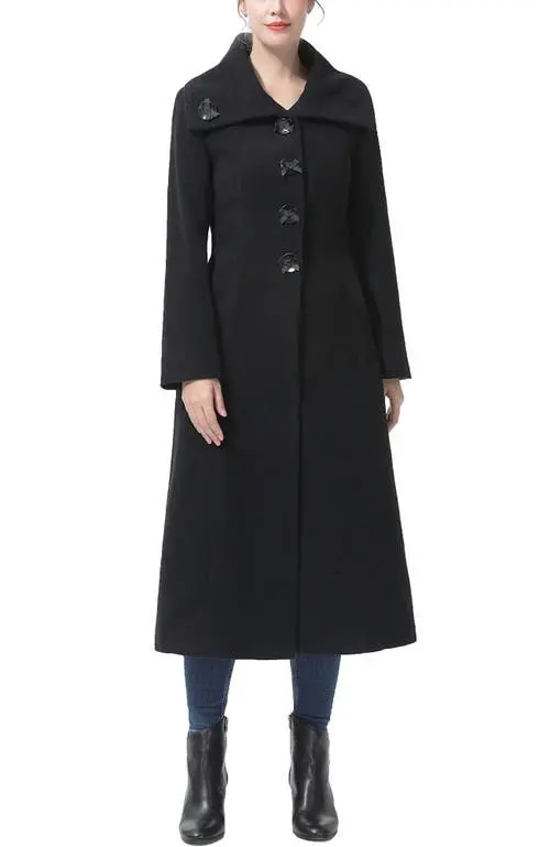 KIMI + KAI Kaeli Wool Blend Maxi Coat - Black