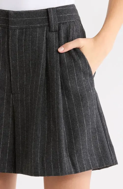 WAYF Jennifer Pleated Pinstripe Shorts