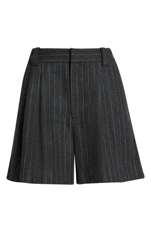 WAYF Jennifer Pleated Pinstripe Shorts