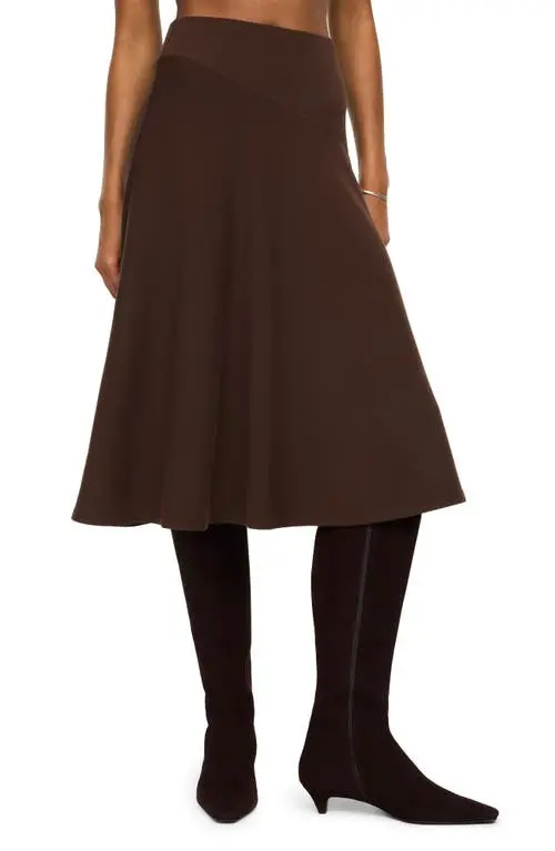 Spanx Draped High Waist Midi Skirt - Umber Root