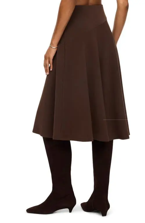 Spanx Draped High Waist Midi Skirt - Umber Root