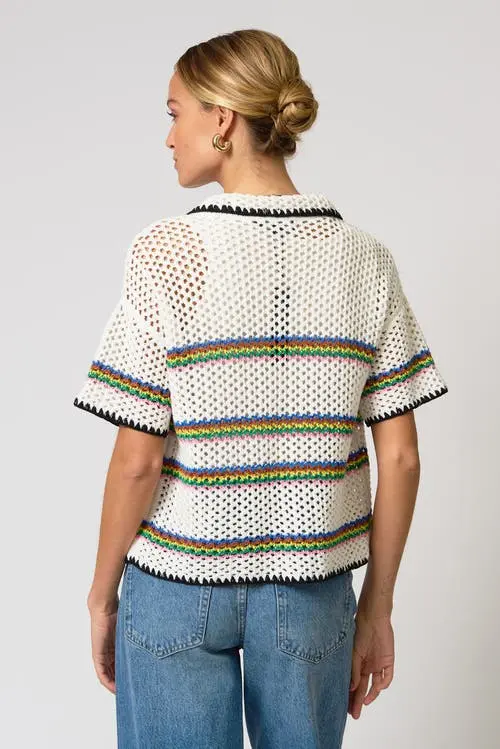 Central Park West Noa Crochet Stripe Button Down