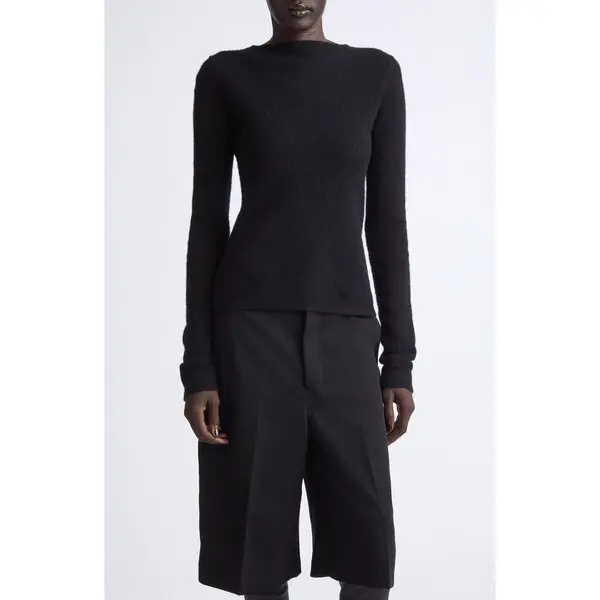 Rick Owens Cashmere Blend Boatneck Sweater - Black
