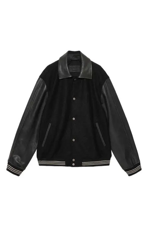 ALLSAINTS Vanson Wool & Leather Bomber Jacket