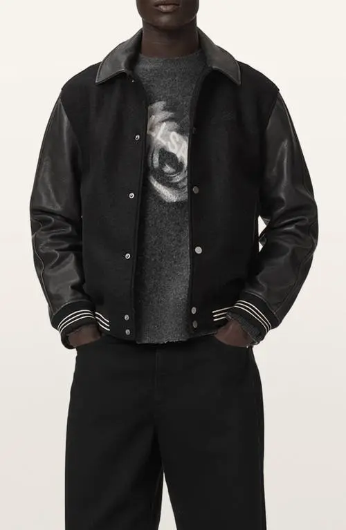 ALLSAINTS Vanson Wool & Leather Bomber Jacket