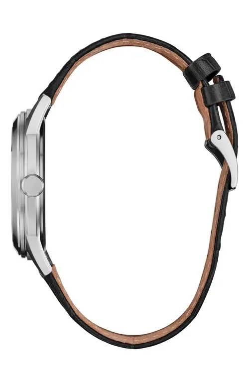 Citizen Rolan Eco-drive Leather Strap Watch - Black