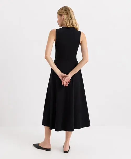 PACT Fit & Flare Cowl Neck Dress Made With Organic Cotton - Black