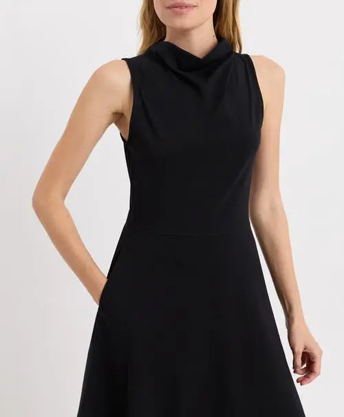 PACT Fit & Flare Cowl Neck Dress Made With Organic Cotton - Black