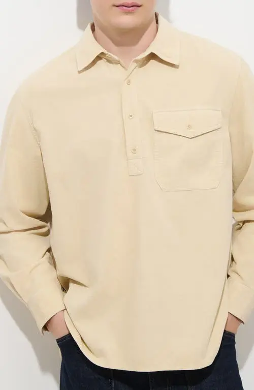 ALEX MILL Carter Corduroy Popover Shirt - Light Putty