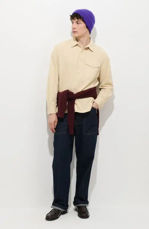 ALEX MILL Carter Corduroy Popover Shirt - Light Putty