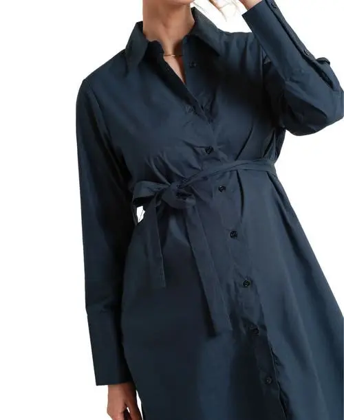 NOM MATERNITY Weekday Maternity & Nursing Button-down Shirtdress