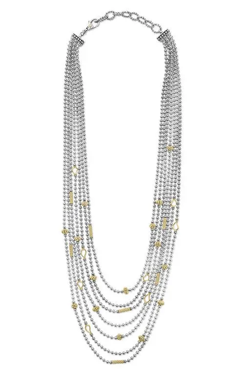Lagos Caviar Icon Elements 18-inch 5-strand Necklace - Silver