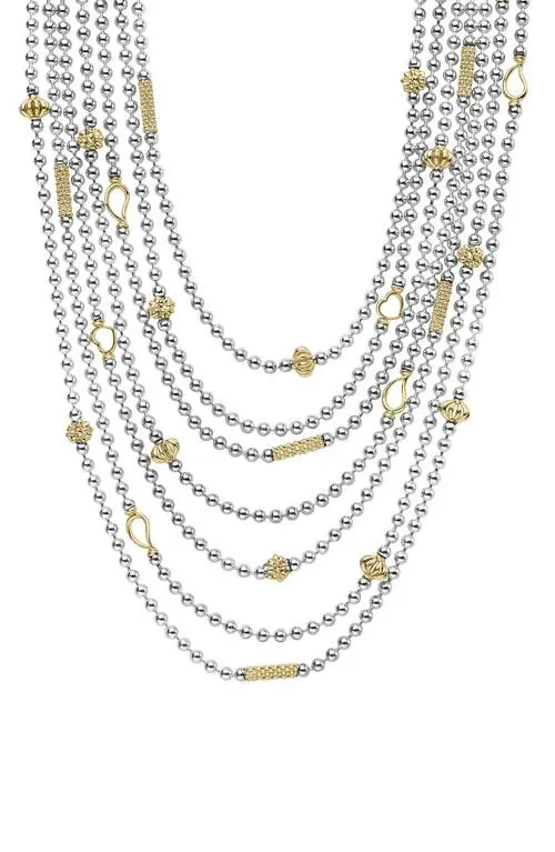 Lagos Caviar Icon Elements 18-inch 5-strand Necklace - Silver