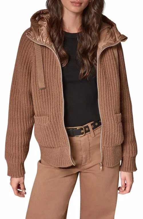Donna Karan New York Mixed Media Down Fill Hooded Shirtjacket