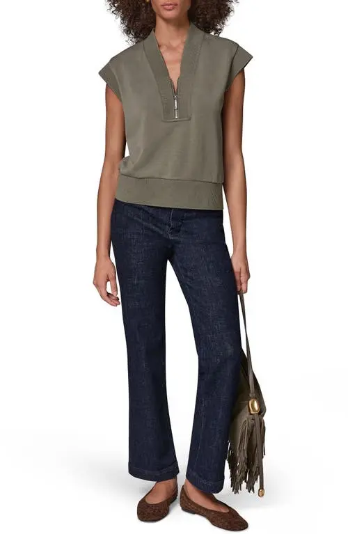 DONNA KARAN WEEKEND Dolman Half Zip Pullover Top