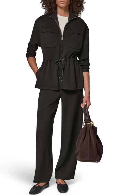 Donna Karan New York Jet Setter Mock Neck Shirtjacket - Black