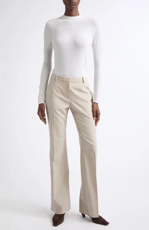 Lafayette 148 New York Textured Stripe Merino Wool Sweater - Cloud