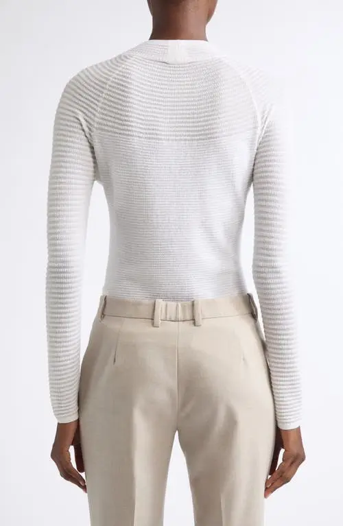 Lafayette 148 New York Textured Stripe Merino Wool Sweater