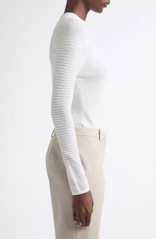Lafayette 148 New York Textured Stripe Merino Wool Sweater