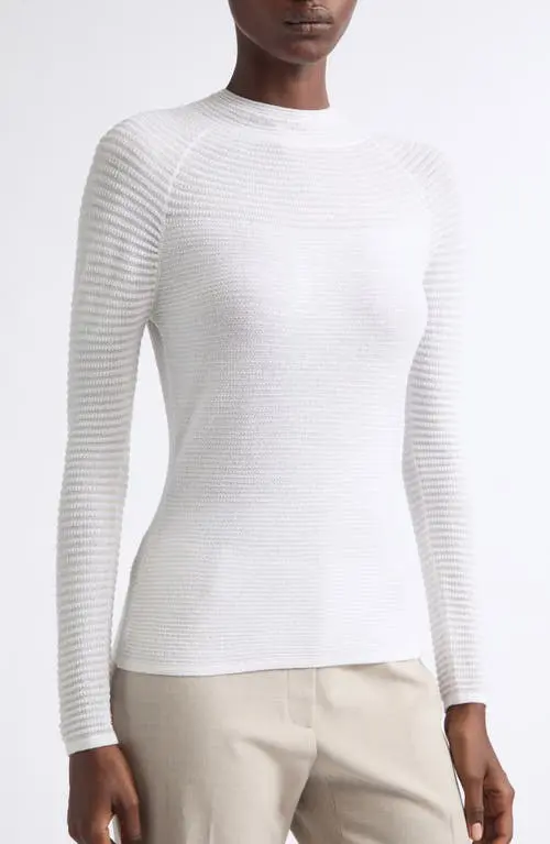 Lafayette 148 New York Textured Stripe Merino Wool Sweater