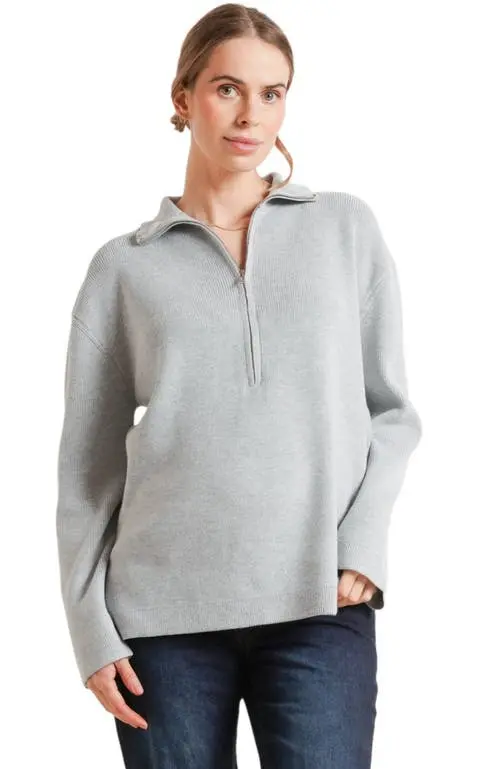 NOM MATERNITY Blaire Maternity Half-zip Sweater - Grey