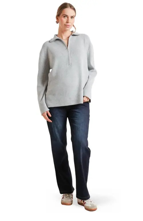 NOM MATERNITY Blaire Maternity Half-zip Sweater - Grey