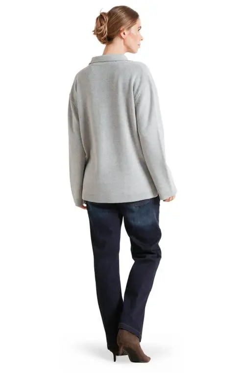 NOM MATERNITY Blaire Maternity Half-zip Sweater - Grey