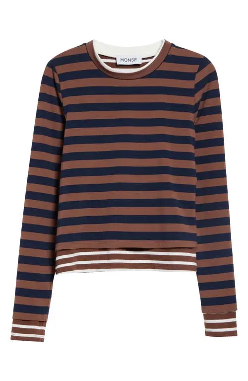 Monse Asymmetric Twisted Striped T-shirt - Brown Multi