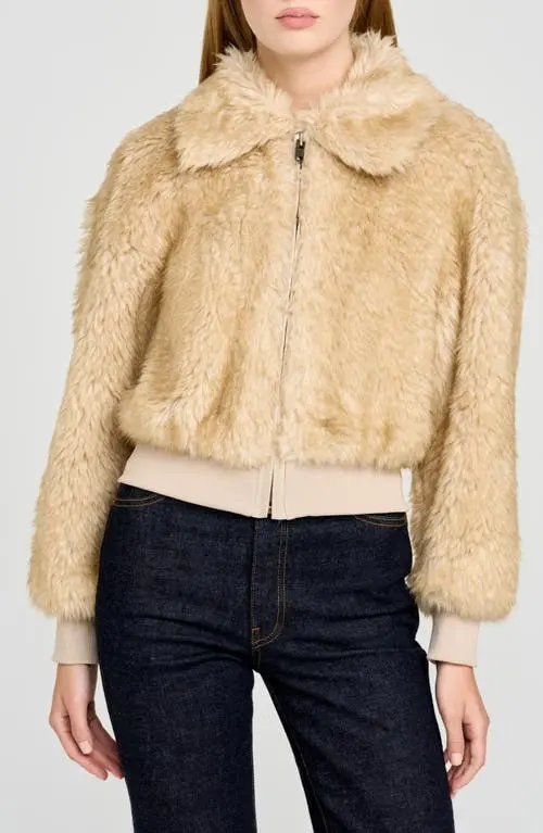 WAYF Nathalie Faux Fur Jacket - Beige