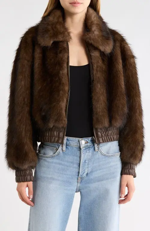 WAYF Nathalie Faux Fur Jacket - Brown