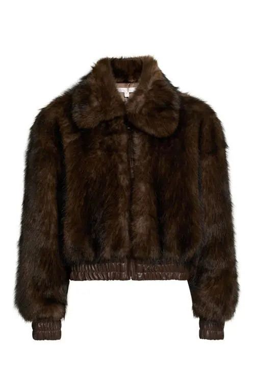 WAYF Nathalie Faux Fur Jacket - Brown