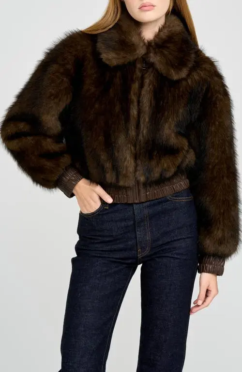 WAYF Nathalie Faux Fur Jacket - Brown
