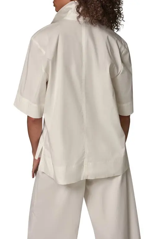 Donna Karan New York Embroidered Poplin Short Sleeve Top - Cream