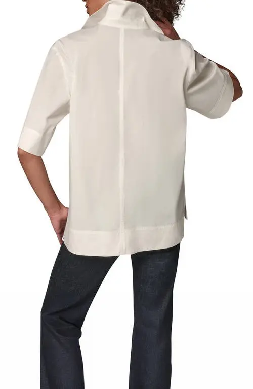 Donna Karan New York Embroidered Poplin Short Sleeve Top - Cream