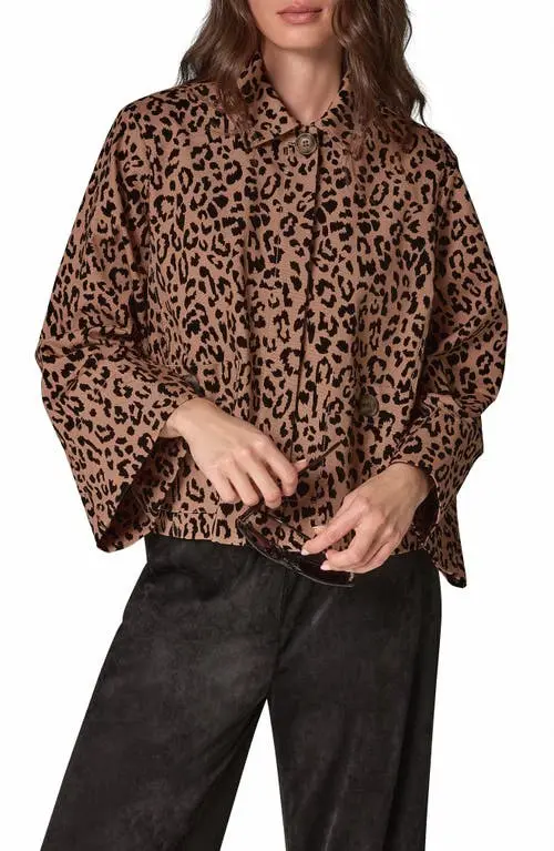 Donna Karan New York Flocked Leopard Print Trapeze Jacket
