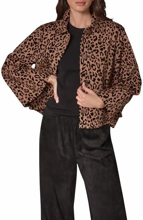Donna Karan New York Flocked Leopard Print Trapeze Jacket