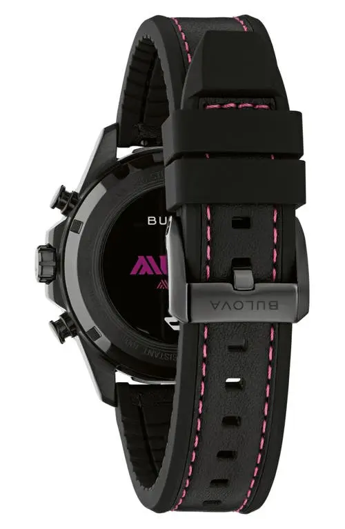 Bulova Marine Star Grand Prix Chronograph Leather & Silicone Strap Watch