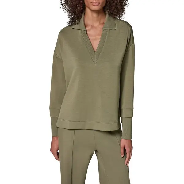 Donna Karan New York Jet Setter V-neck Top - Sage